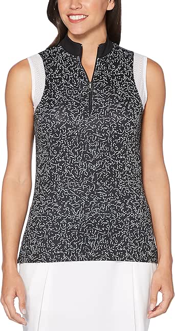 Amazon.com : Callaway Women's Ventilated Print Sleeveless Golf Polo ...