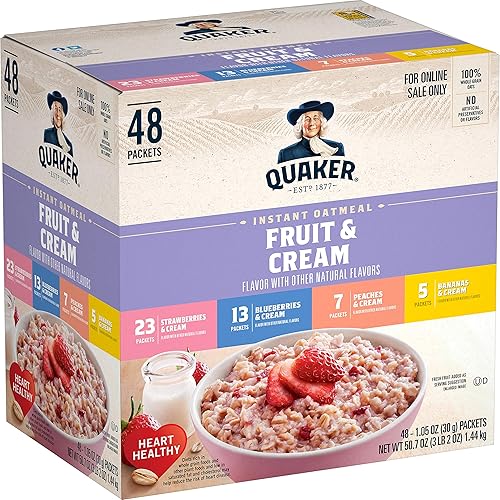 Quaker Instant Oatmeal, Fruit and Cream 4 Flavor Variety Pack ...