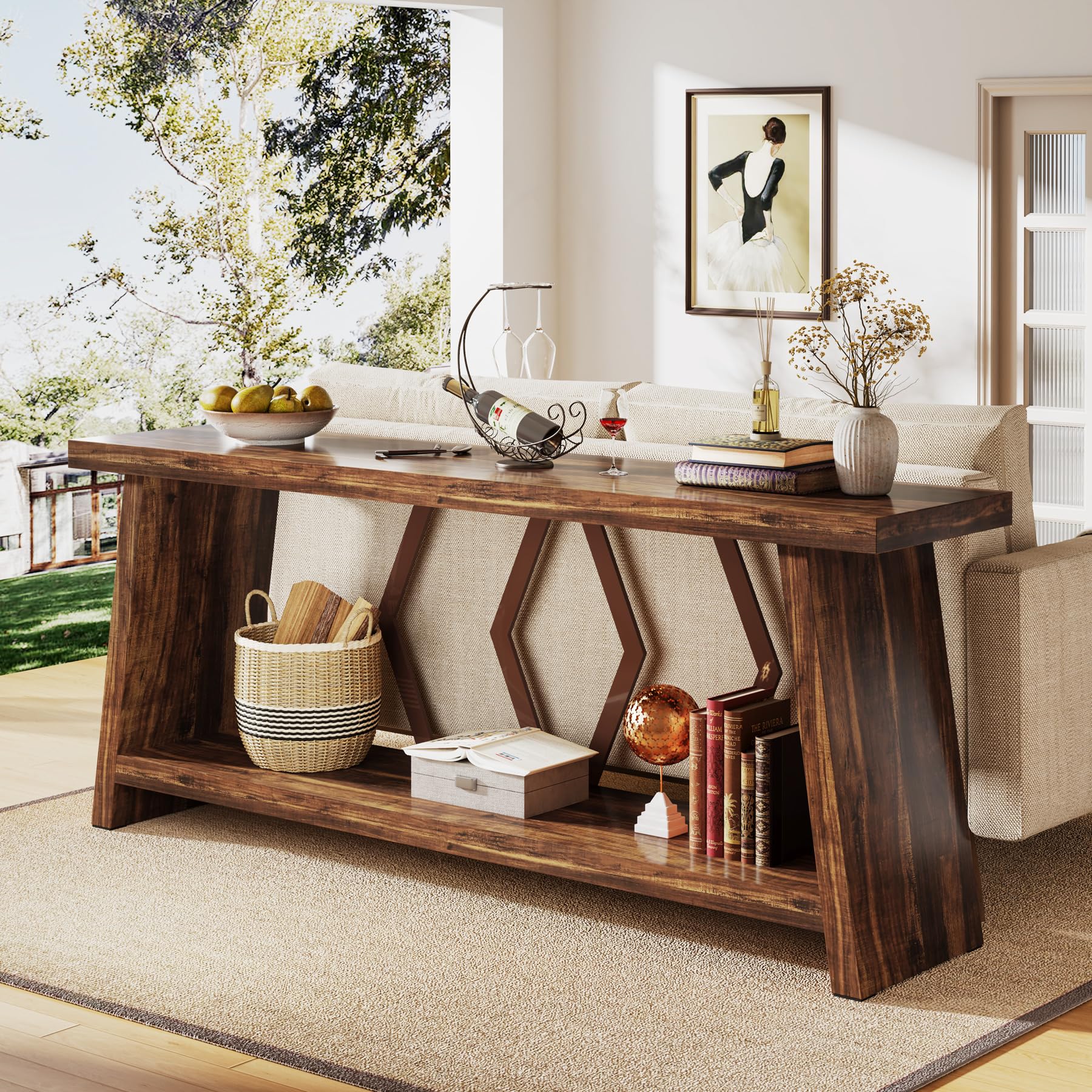 Tribesigns 70.86-Inch Farmhouse Console Table, Industrial Narrow Long ...