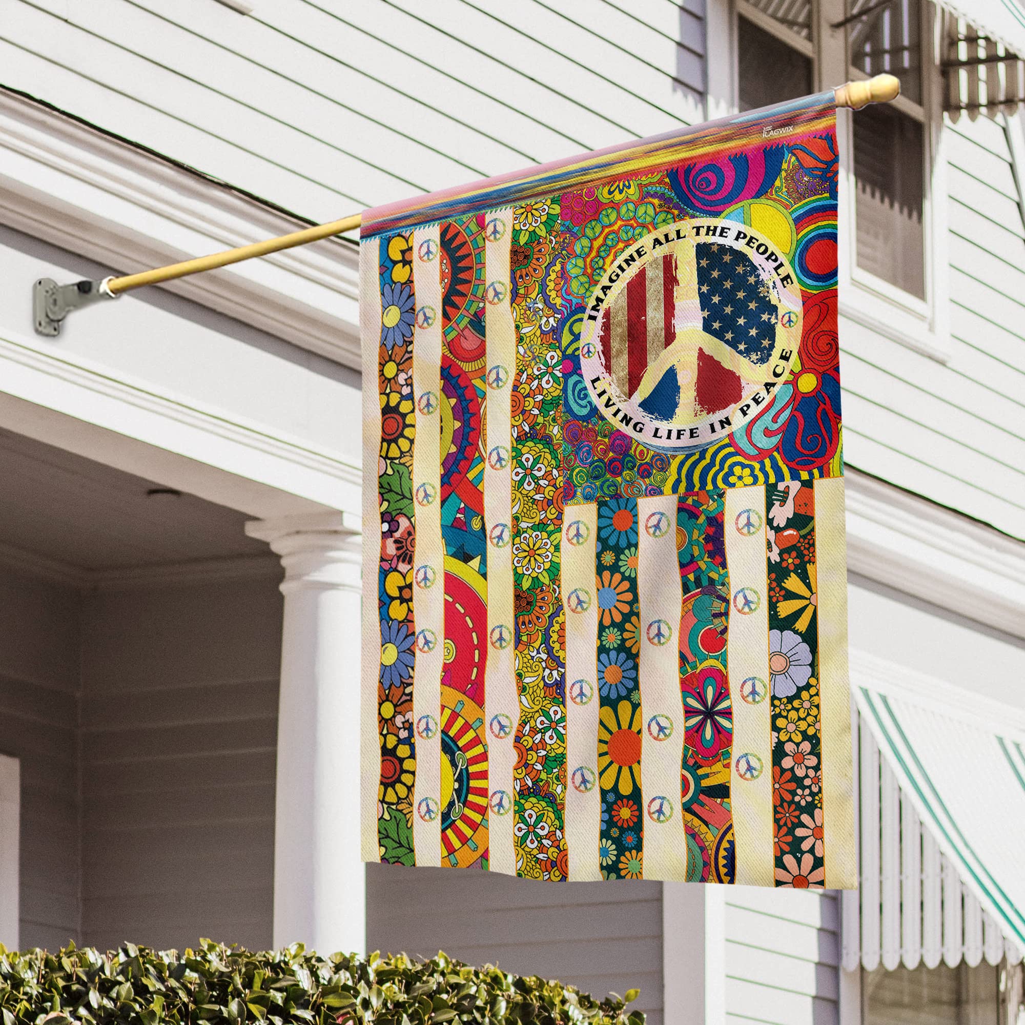 FLAGWIX Peace Hippie Flag - Decorations For Home, Outside, House Flag ...