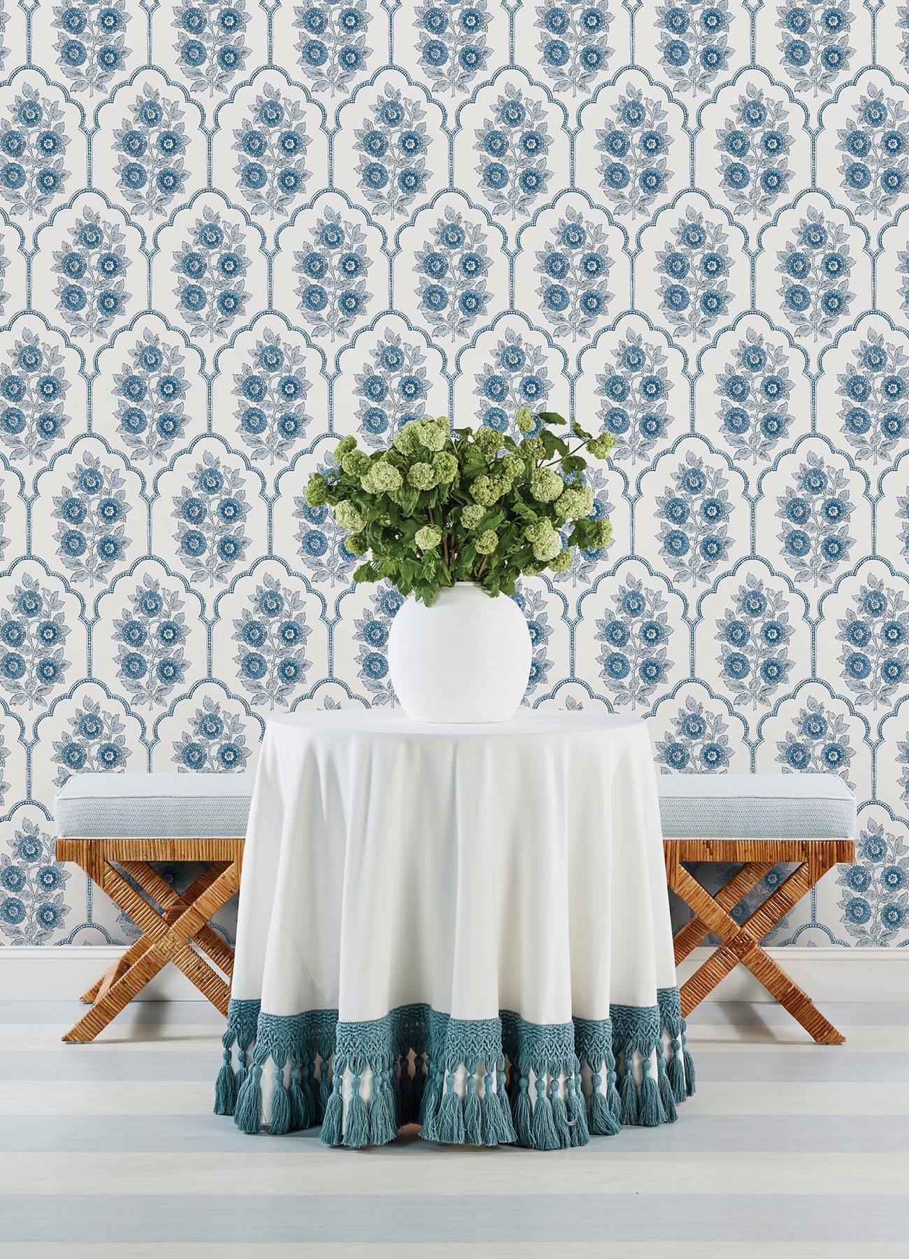 Floral Bazaar Delft Blue Peel And Stick Wallpaper on Galleon Philippines