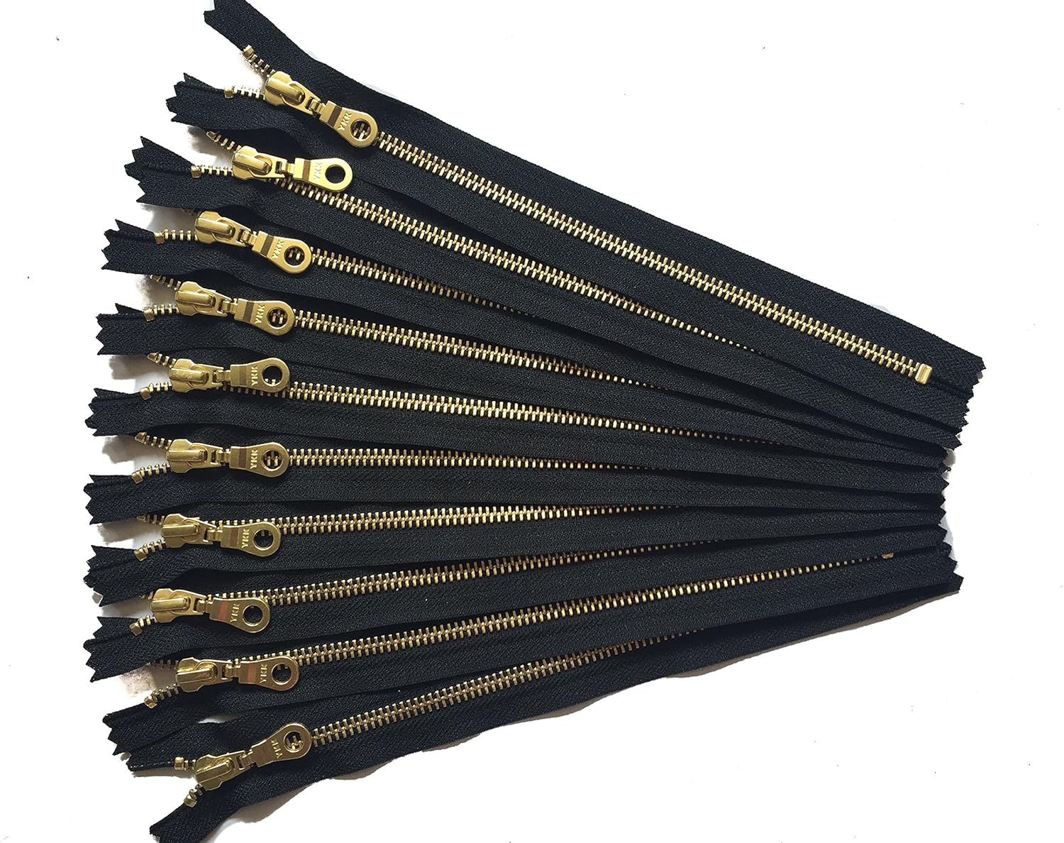 Amazon.com: YKK Golden Brass Metal Zippers in Black with Donut pulls 8 Inch Number 5 Set of 10 ...