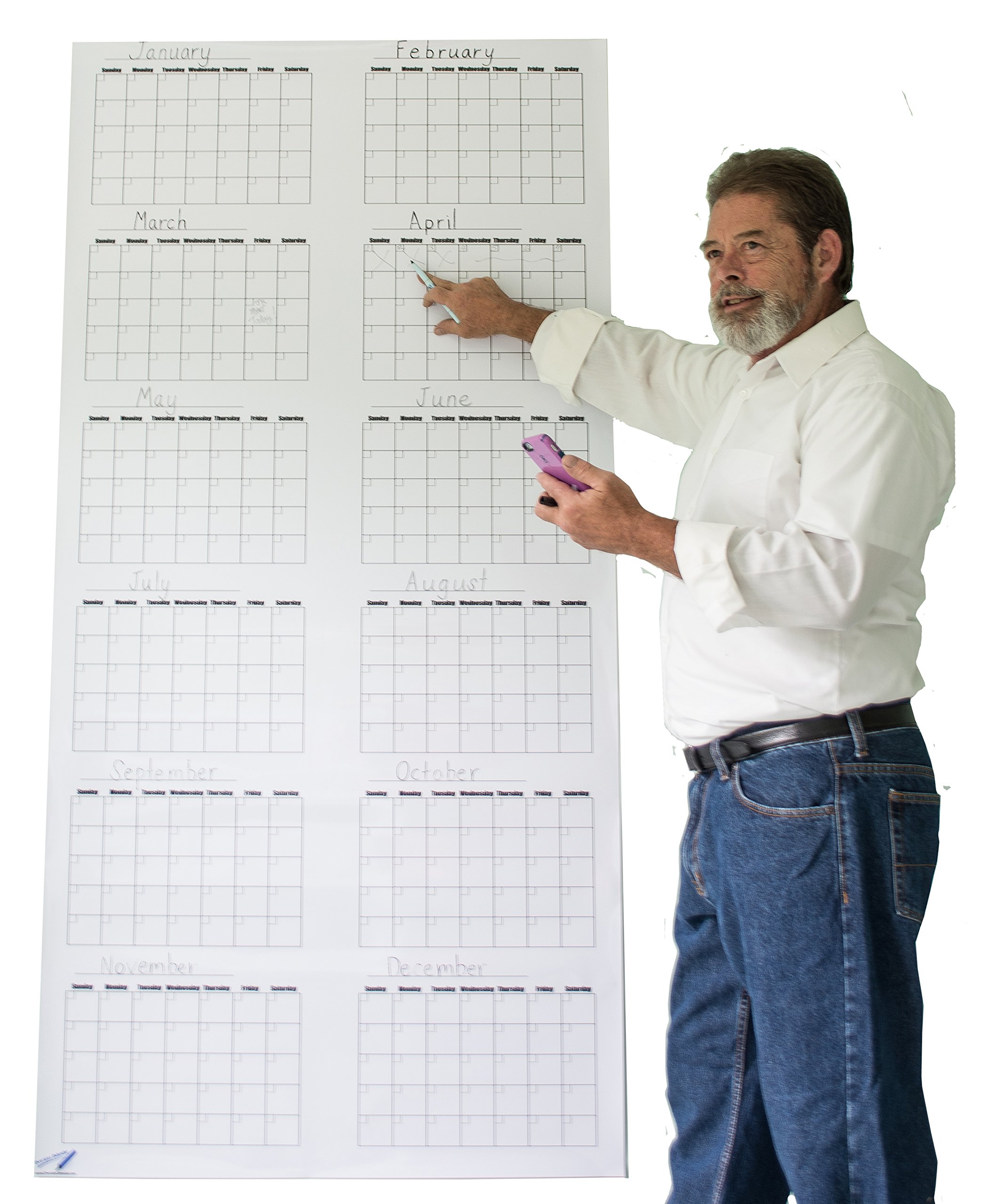 Buy Vertical Blank Year Dry Erase Wall - 36 x 72 Inch Large Vertical ...