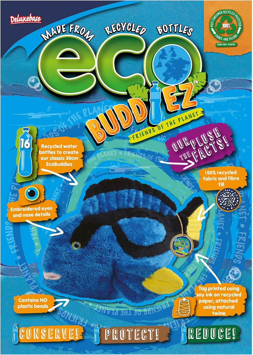 EcoBuddiez – Blue Tang from Deluxebase. Large 40cm Soft Plush Animals ...