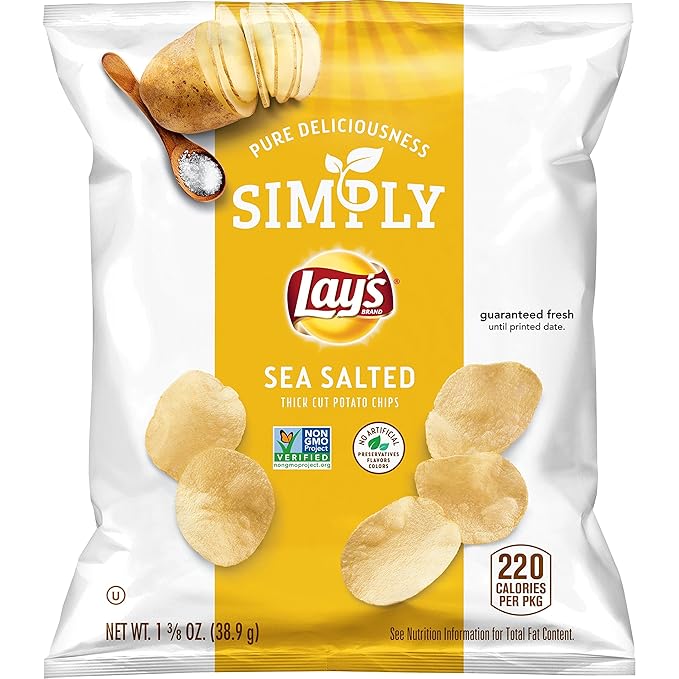 Amazon.com: Simply Lay's Thick Cut Sea Salted Potato Chips, 1.375 Ounce ...