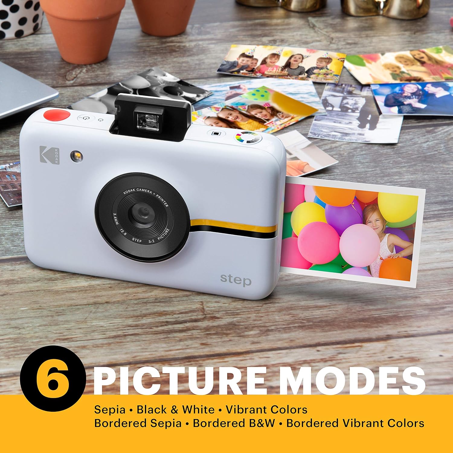 KODAK Step Digital Instant Camera with 10MP Image Sensor (White) ZINK ...