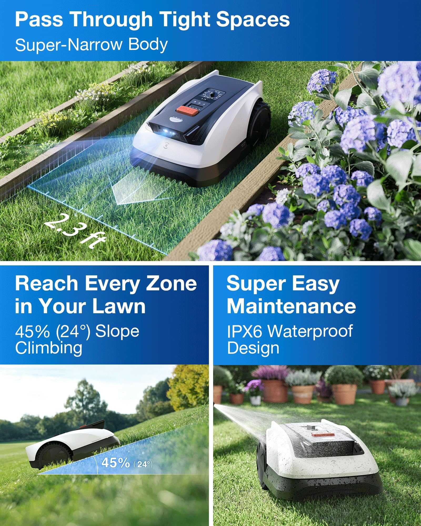 ECOVACS Goat O1000 RTK Robot Lawn Mower, Perimeter Wire Free Vision ...