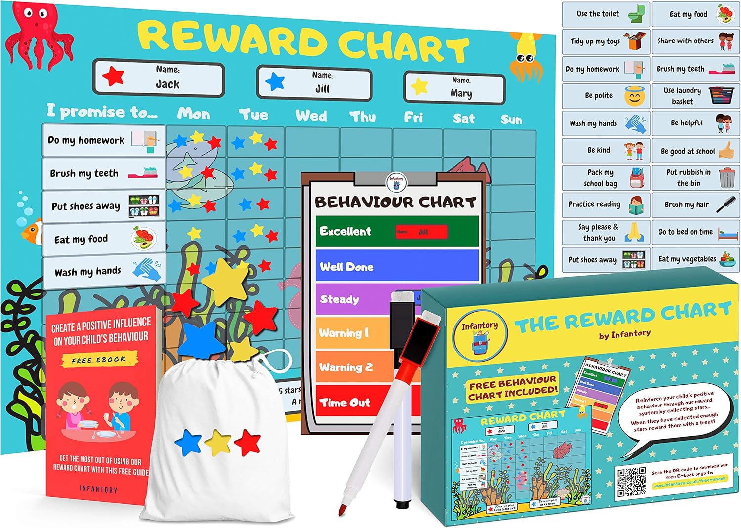 Infantory Magnetic Reward Charts for Children 176PC Bundle including a ...
