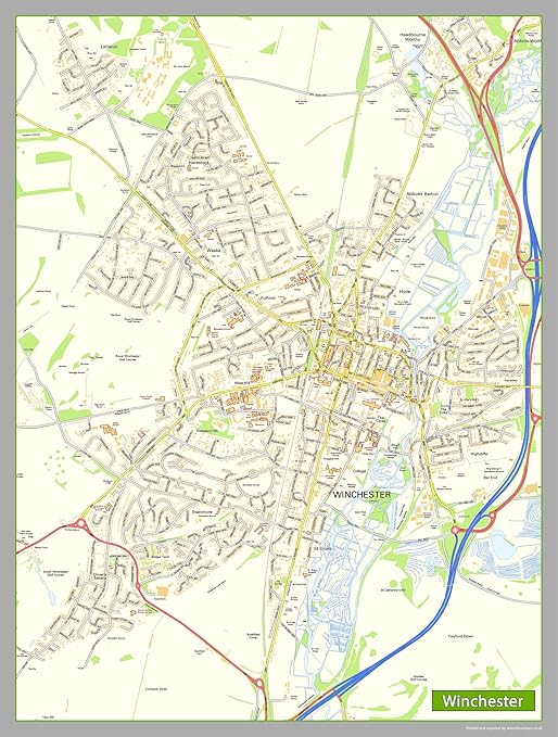 Winchester Street Map - Paper - Size 90 x 118 cm: Amazon.co.uk: Office ...