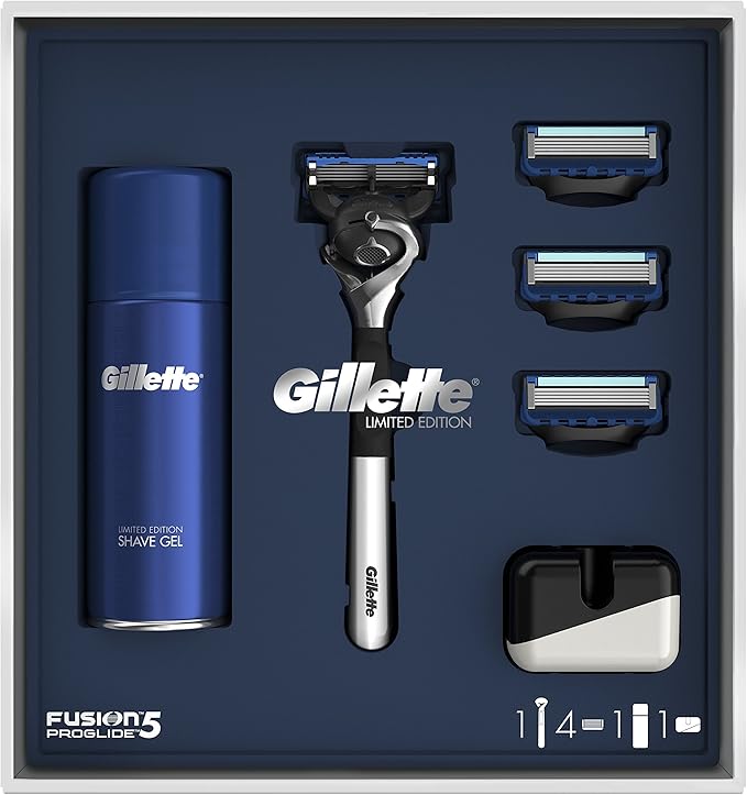 Gillette Fusion5 Proglide Chrome Razor Limited Edition Gift Pack with 3 ...