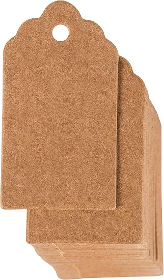 50 Small Plain Kraft Brown Paper Price Hang Gift Tags Stickers Labels 