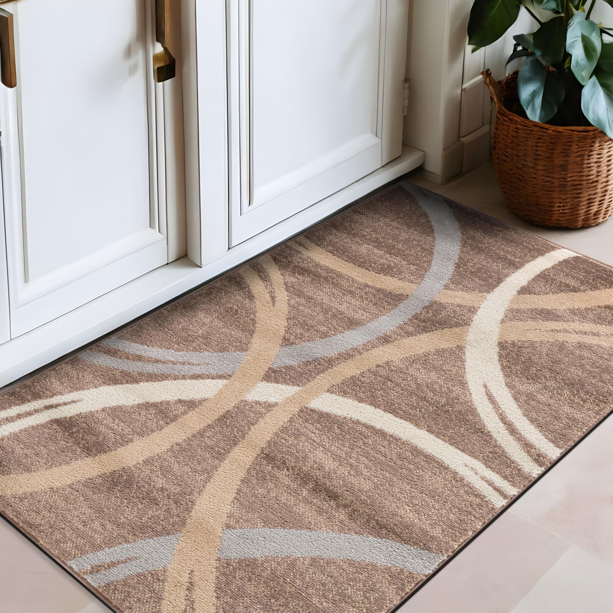 Rugshop Modern Wavy Circles Design Area Rug 2'7" x 4' Brown for sale ...