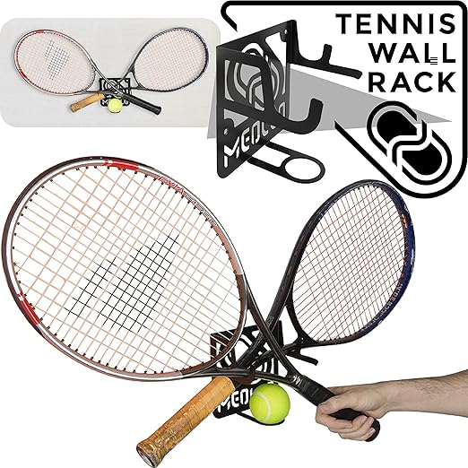 Tennis racket storage rack wall mount (100% Steel) (Black): Amazon.co ...