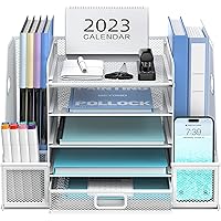 Supeasy 5 Trays Paper Organizer Letter Tray with Handle-Mesh Desk File ...