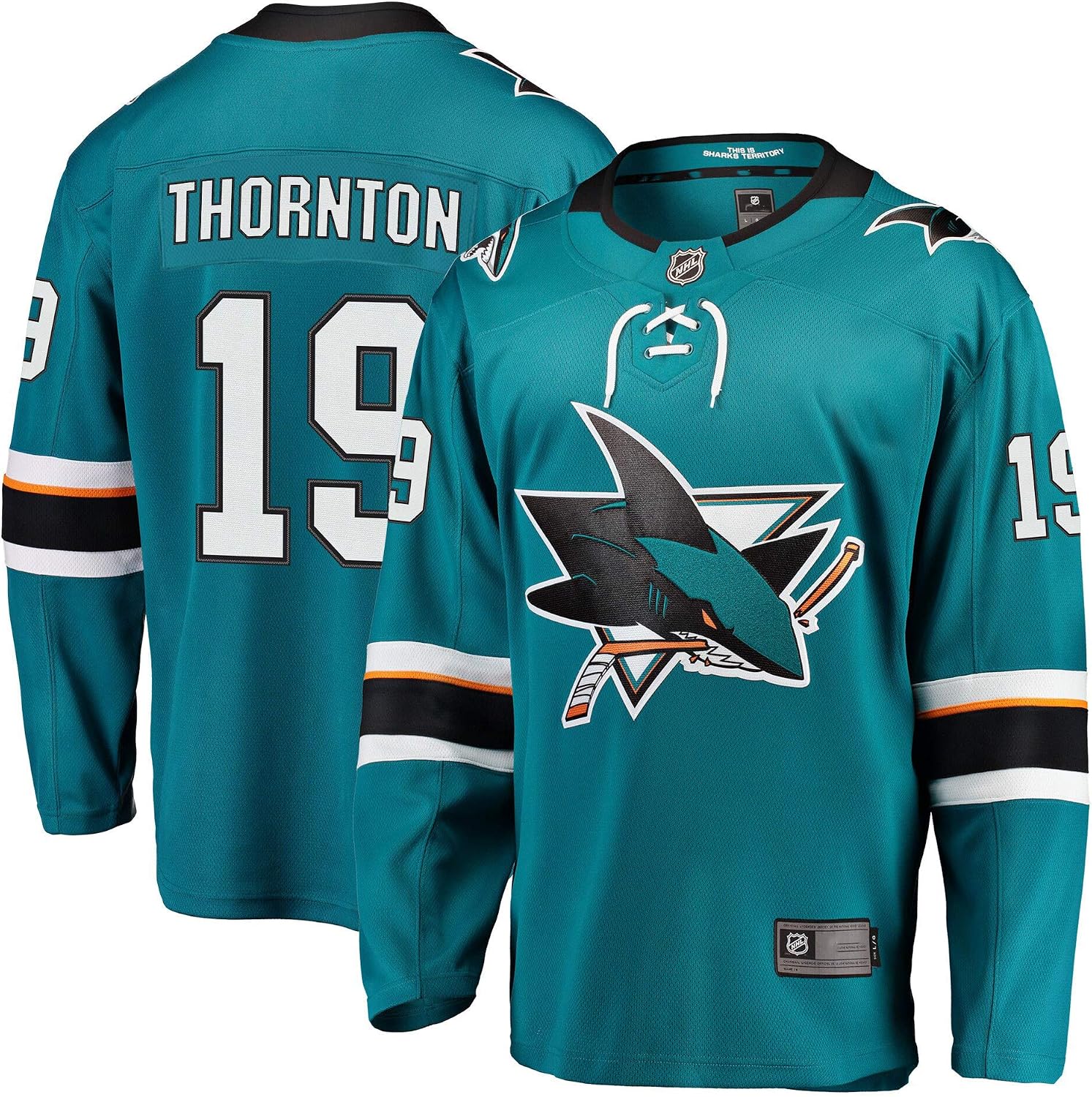 Amazon.com: Joe Thornton San Jose Sharks Teal #19 Youth 8-20 Home ...
