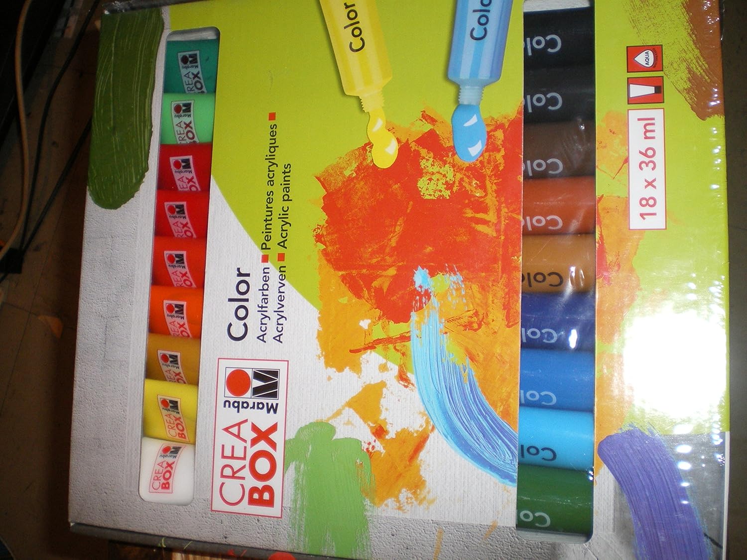Crea box, boîte de 18 Tubes de Peinture Acrylique de 36 ML: Amazon.fr ...
