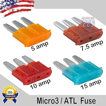 Amazon.com: 8 Pack 5-15 AMP APT ATR Micro3 Blade Fuse Car Truck Boat ...