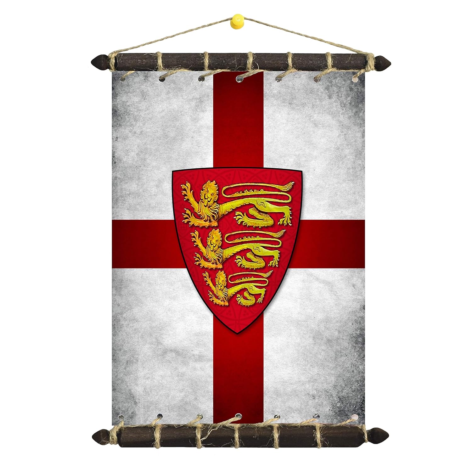 Amazon.com: England Flag Standard Coat of Arms on Cotton Canvas Wooden ...
