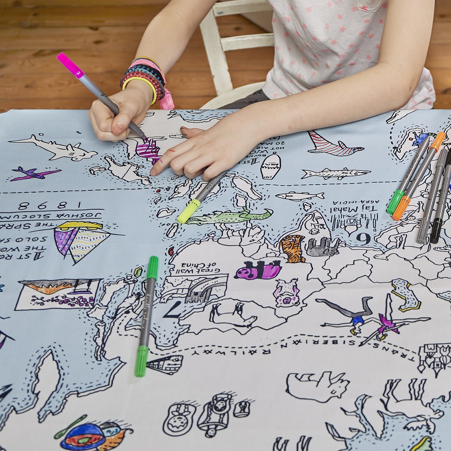 eatsleepdoodle World Map Kid’s Colouring Tablecloth – Colour Your Own ...