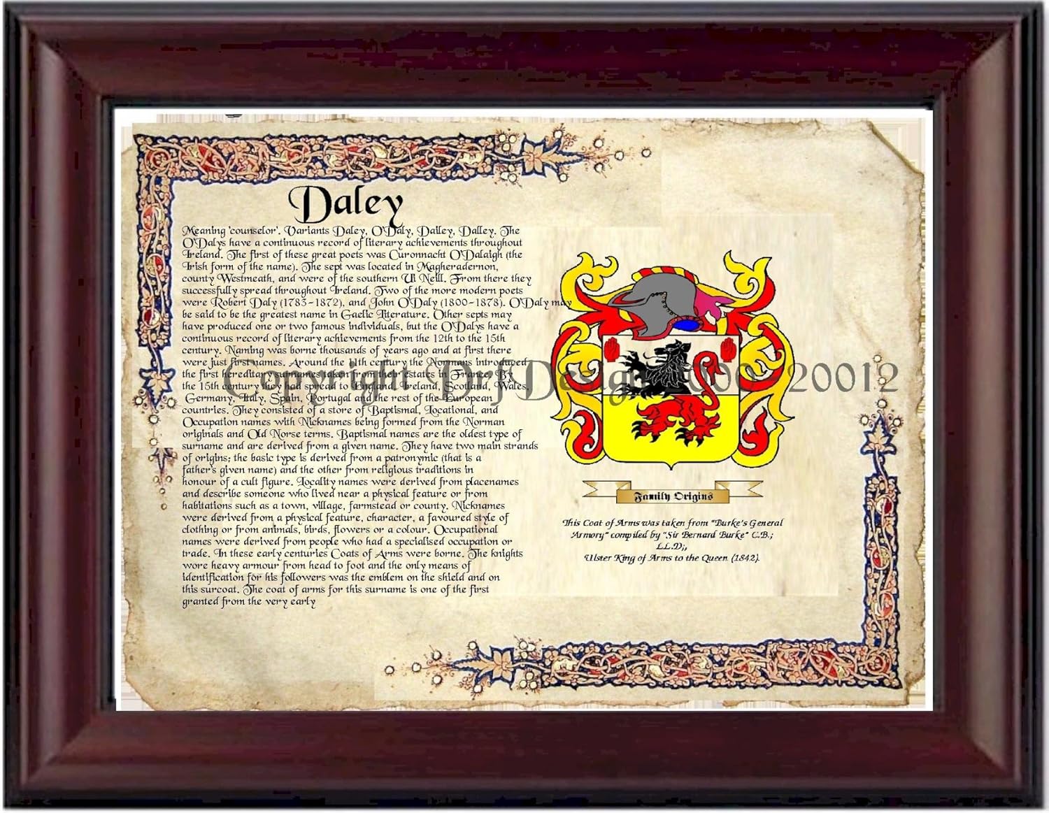 Amazon.com: DRFdesign Daley Coat of Arms/Family Crest on Fine Paper and ...