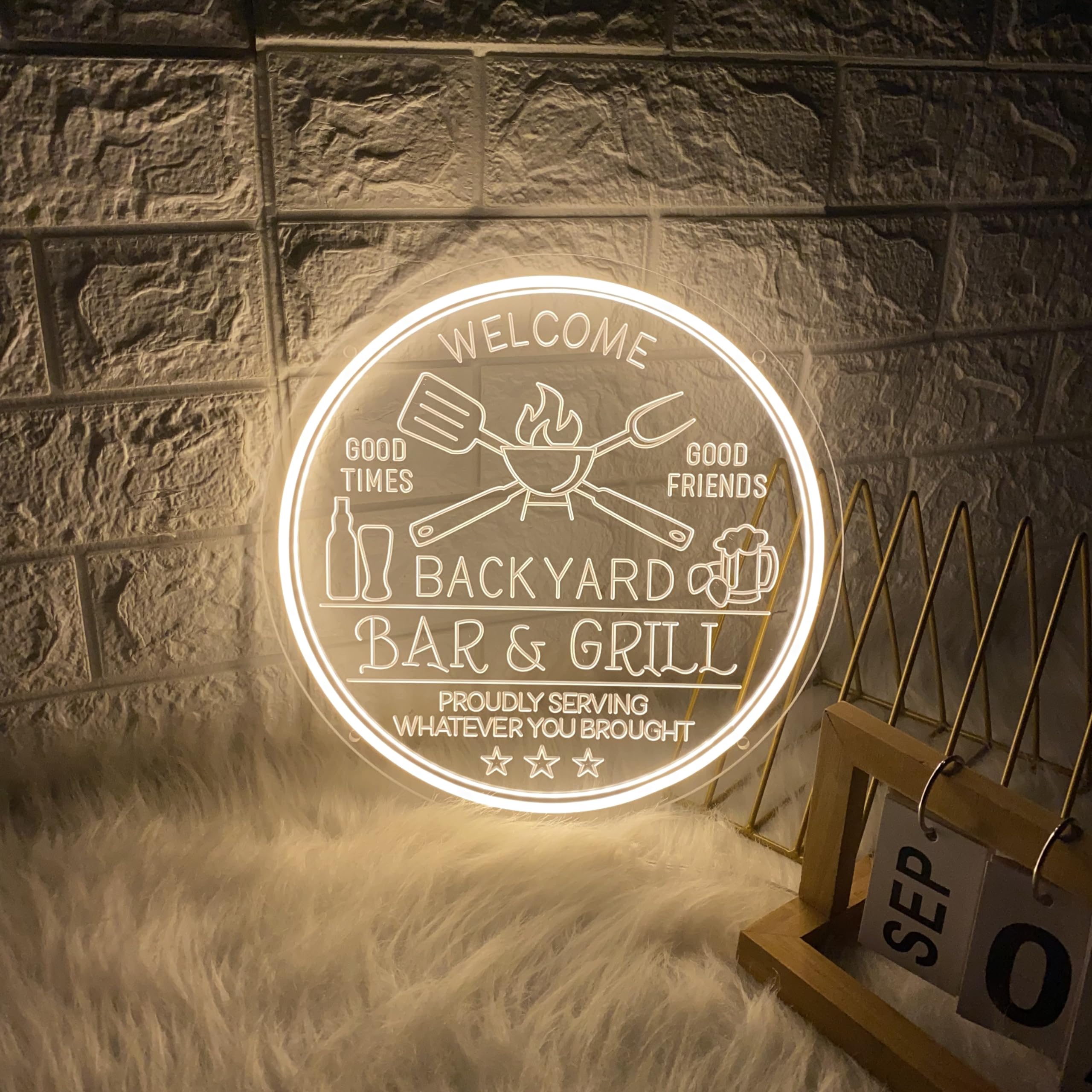 Bar and Grill Neon Sign,Dimmable Bar & Grill Sign, Backyard Patio Wall ...