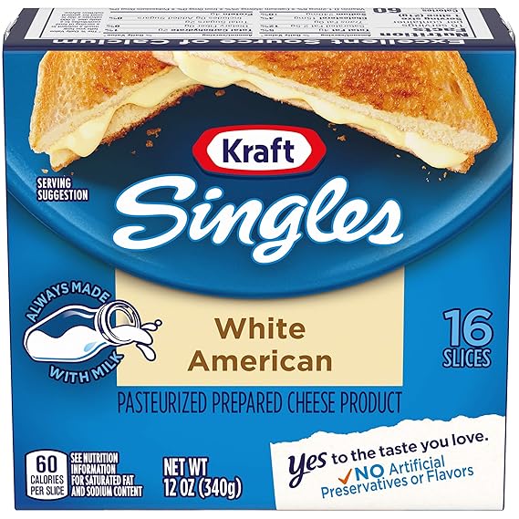 Kraft Singles White American Cheese Slices (12 oz Pack, 16 Slices ...