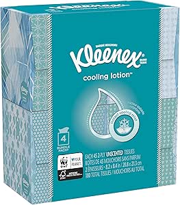 Kleenex Cooling Lotion Facial Tissues, 4 Cube Boxes, 45 Tissues per Box ...