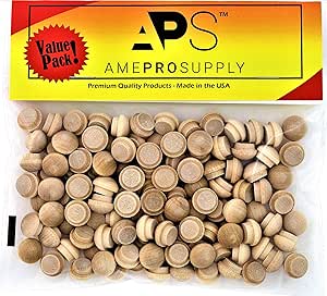 AmeProSupply Button Top Wood Plugs 3/8 inch Maple Hardwood Head Plugs ...