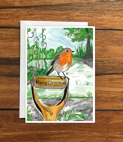 Merry Christmas Robin greeting card A6: Amazon.co.uk: Handmade