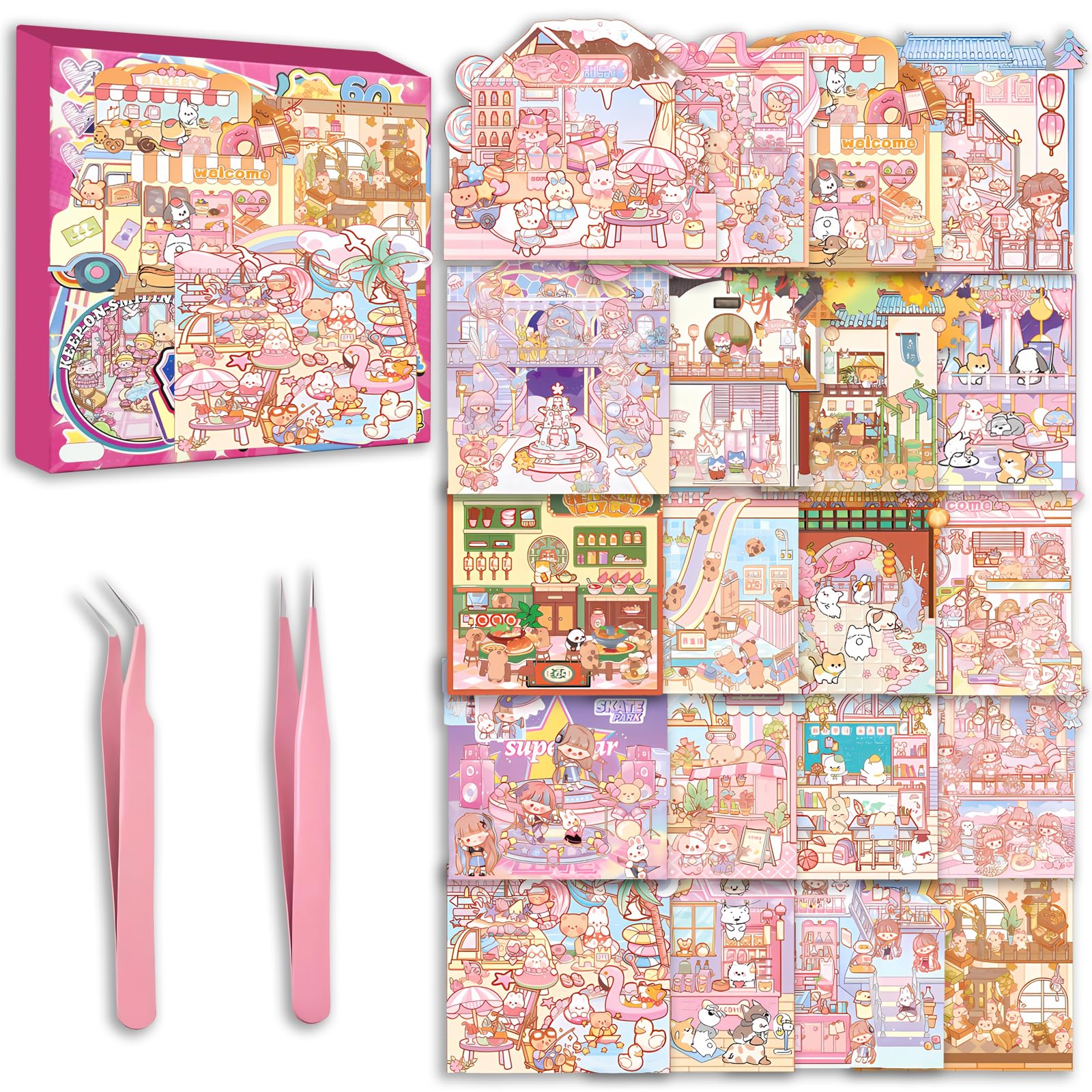 DIY 3D Sticker Scenes 20 Sets of Stickers for Girls Make Your Own Mini ...