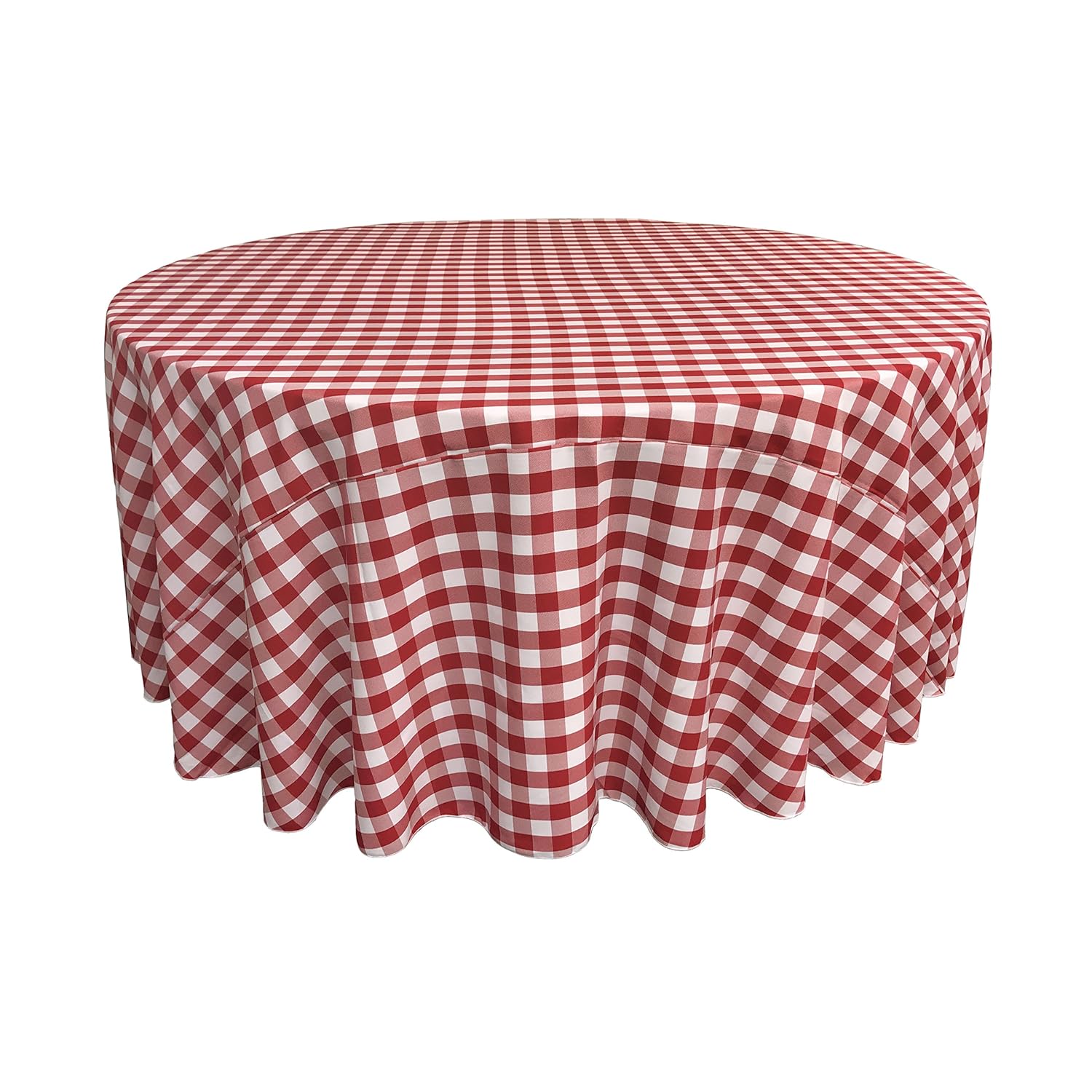 Amazon.com: LA Linen Poly Checkered Round Tablecloth, 108-Inch, Red ...