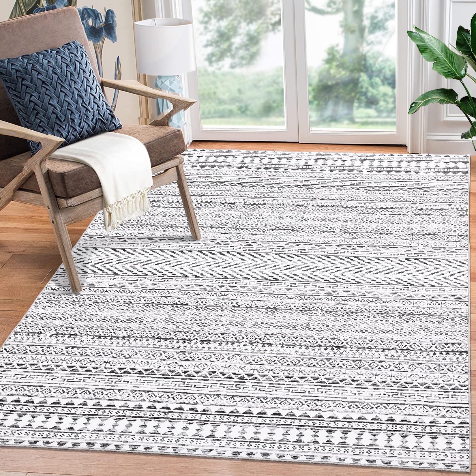 RUGSREAL Living Room Area Rug 8x10 Large Geometric Rug Indoor Non Slip ...