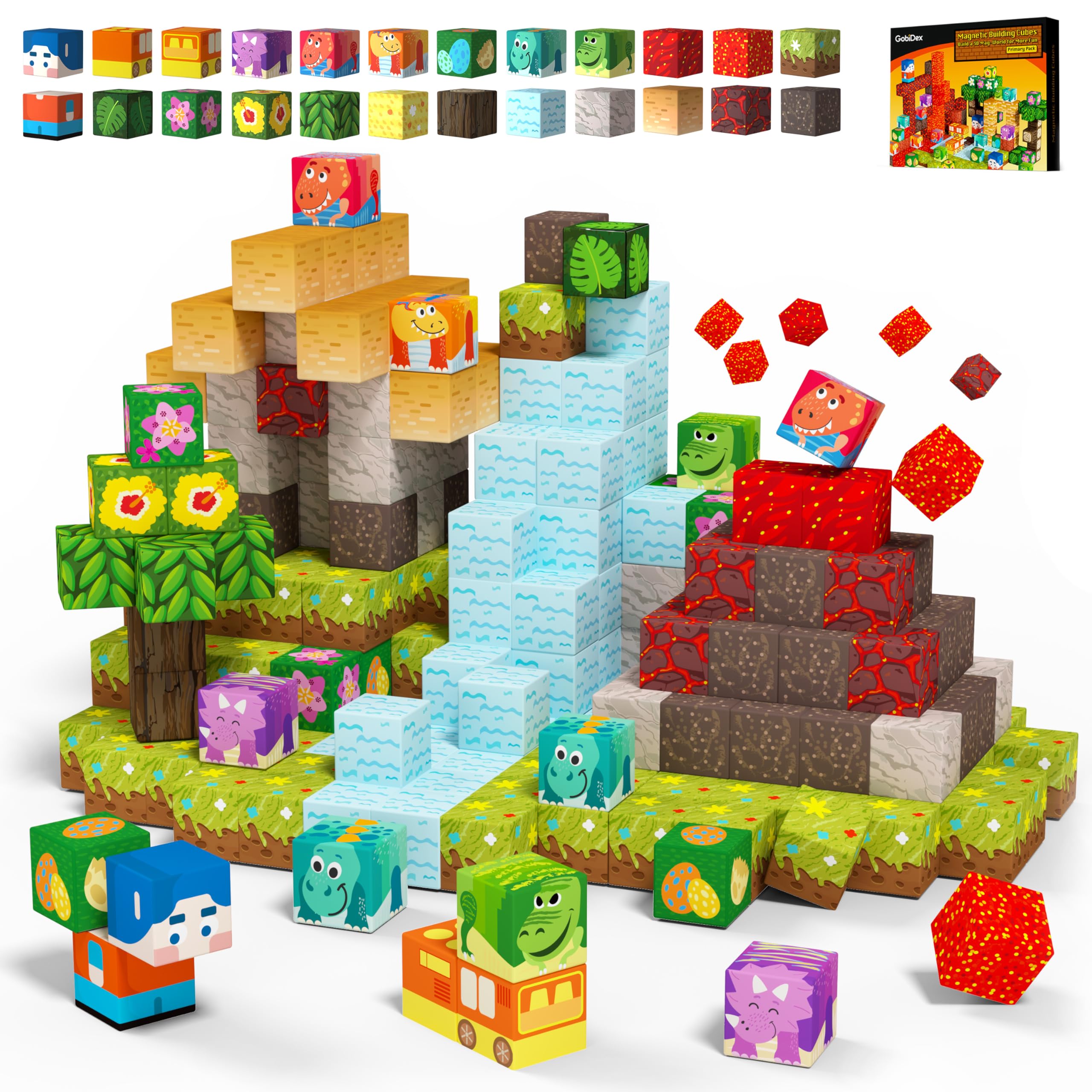GobiDex Magnetic Blocks Dinosaur Toys - Build Mine MagWonder World ...