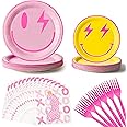Amazon.com: AellasNervalt 96Pcs Preppy Party Tableware Set Smile Face ...