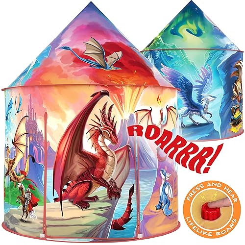 W&O Dragon Hero Play Tent with Roar Button - Epic Pop Up Tent for Boys ...