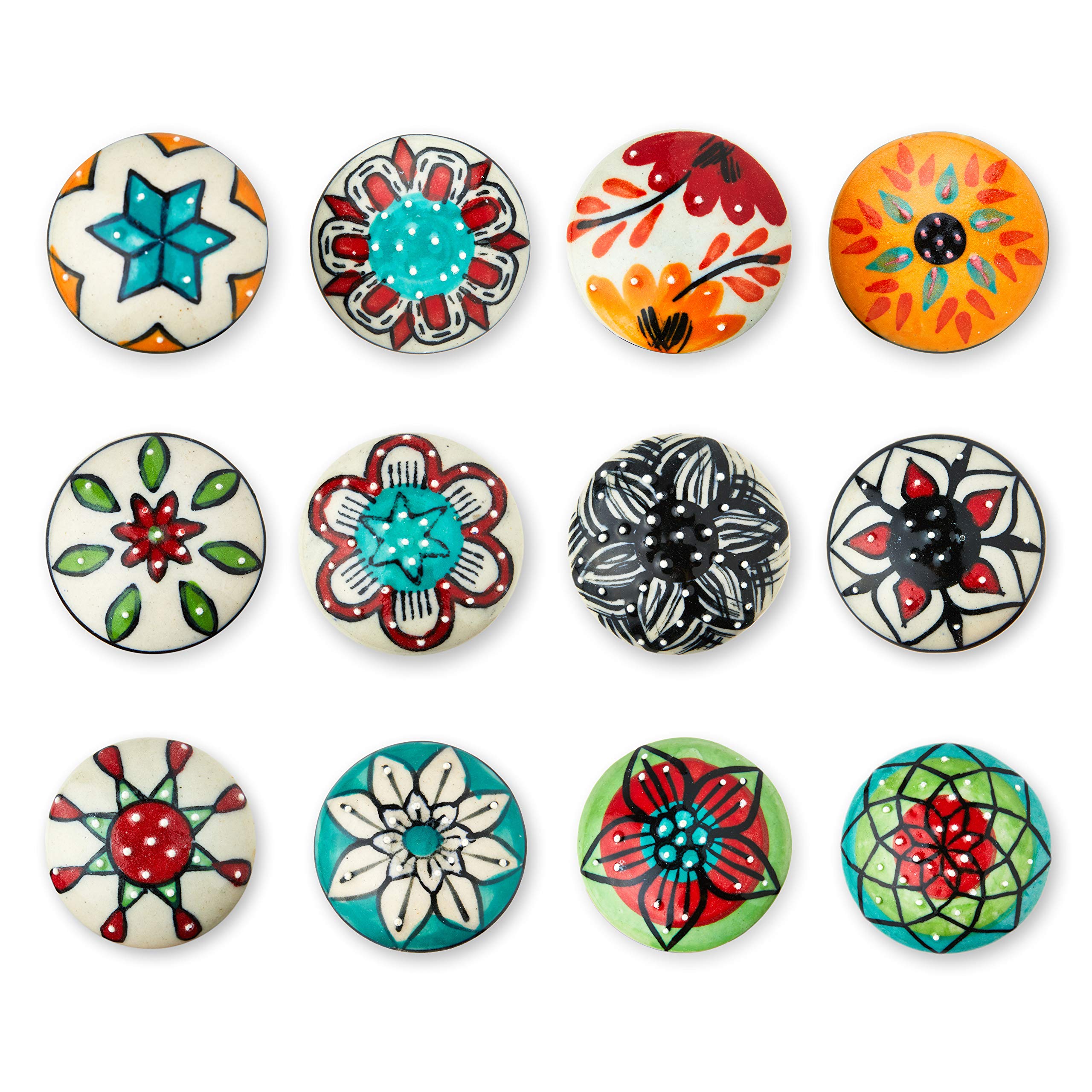 KnobKnob Set of 12 Colorful Multi Design Handmade Ceramic Knobs ...