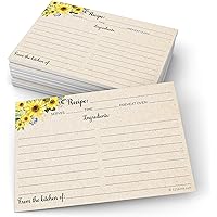 Amazon.com: 321Done Sunflower Recipe Cards (Set of 50) Large 4x6 ...
