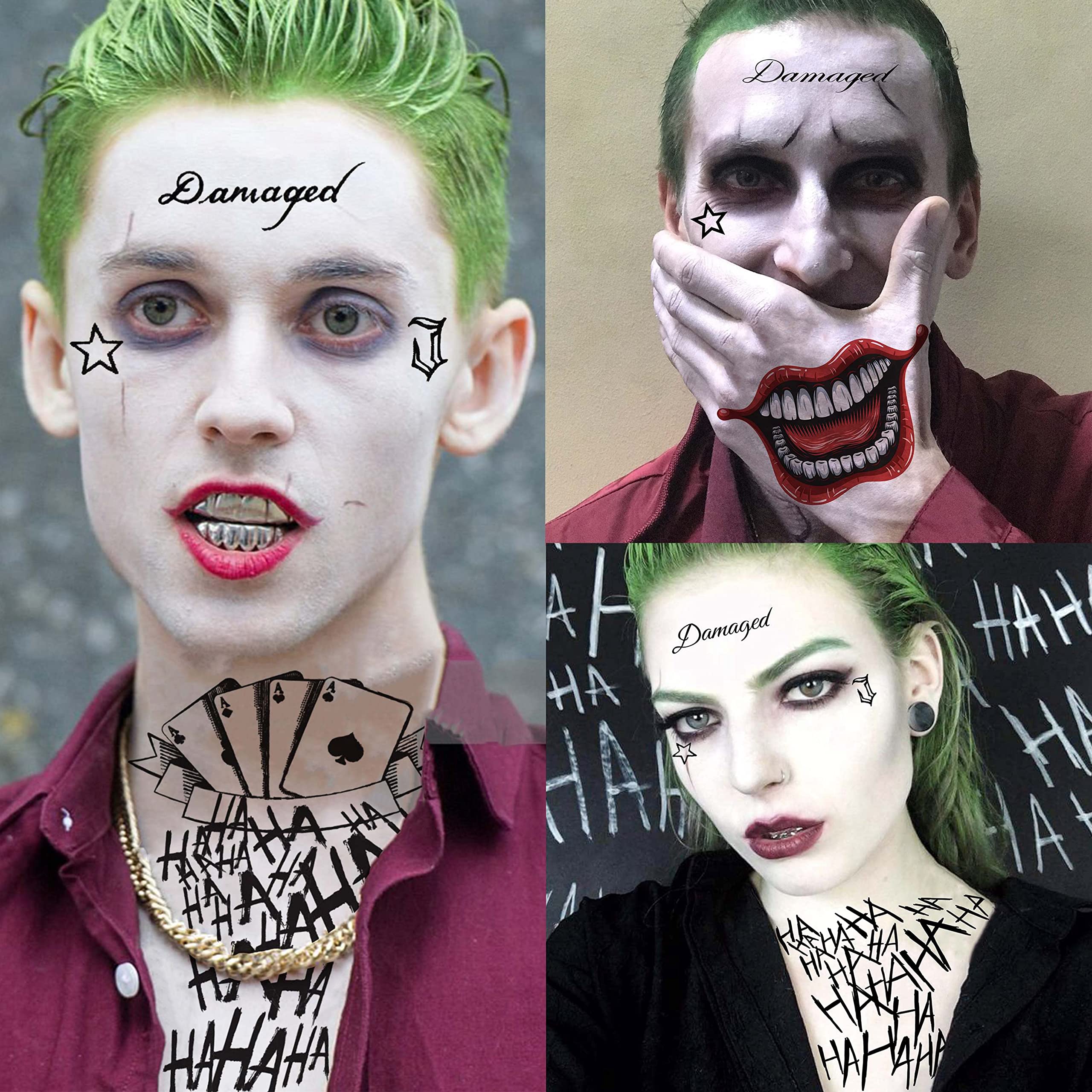 Mua VANTATY 5 Sheets 3D Halloween Joker Temporary Tattoos For Men Women ...