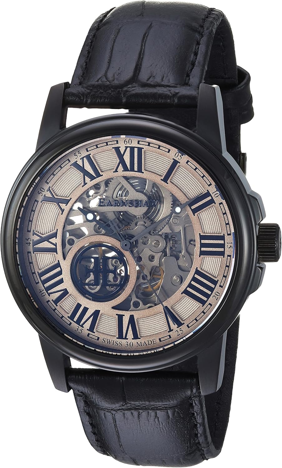 Thomas Earnshaw Men's Analog Swiss-Automatic Watch with Leather Strap ...