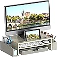 SimpleHouseware Computer Desk Monitor Stand Riser with Drawer Organizer ...