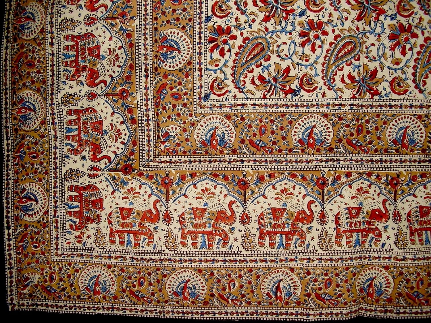 Amazon.com: Homestead Block Print Indian Tapestry Cotton Spread 106" x ...
