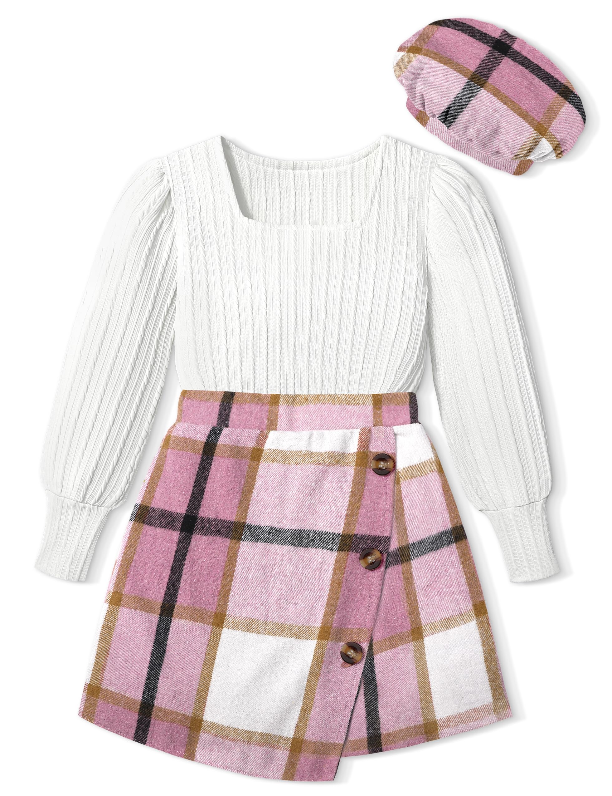 AGAPENG Girls' Clothes Size 10-12 Outfits: White Jacquard Puff Long ...