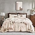 Amazon.com: Wonderful 3 Pieces Fluffy Faux Rabbit Fur Bubble Comforter Set King Size, Tie-Dyeing ...