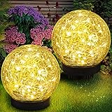 KEASUZY Garden Solar Lights Underground Lamp Cracked Glass Ball ...