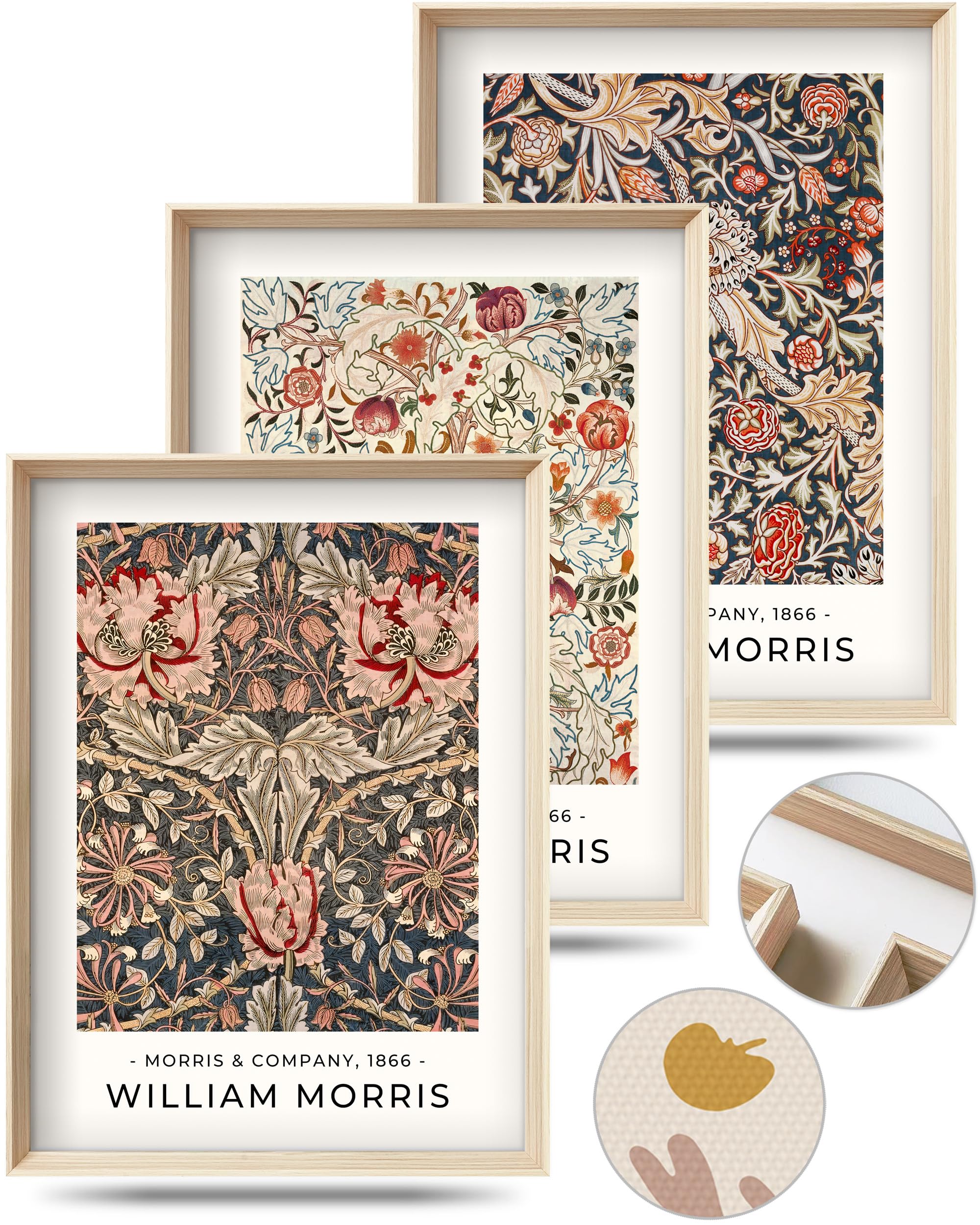Framed William Morris Canvas Wall Art,Floral Pattern Vintage Poster ...