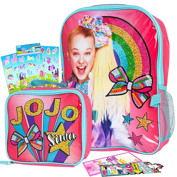 Jojo Siwa Backpack with Lunch Box For Girls 5-Pc Bundle ~ Deluxe 16 ...