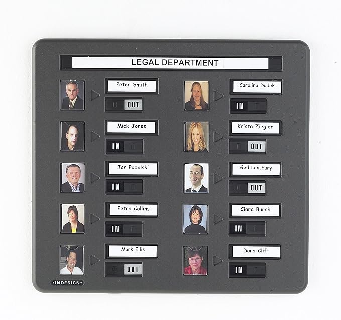 Office Staff-Photo-In-Out-Attendance-Fire-Drill-Muster-Board-Space-For ...