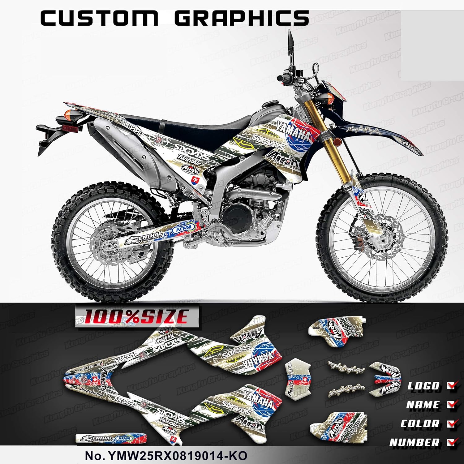 Amazon.com: Kungfu Graphics Custom Decal Kit for Yamaha WR250R 2008 ...