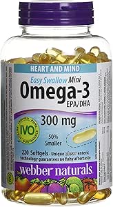 Webber Naturals Easy-Swallow Mini Omega-3, 300 Mg (Epa 180/Dha 120) 220 ...