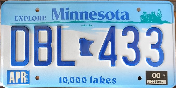 Amazon.com : Minnesota State License Plate 10, 000 Lakes Embossed with ...